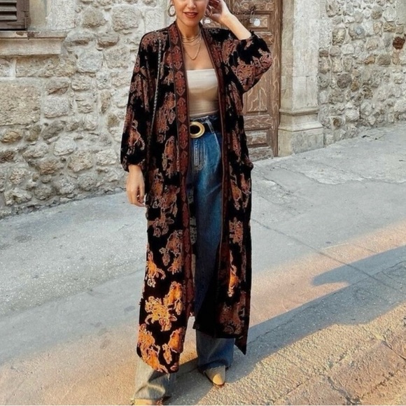 Zara | Jackets & Coats | Zara Blogger Favorite Floral Burnout Velvet ...